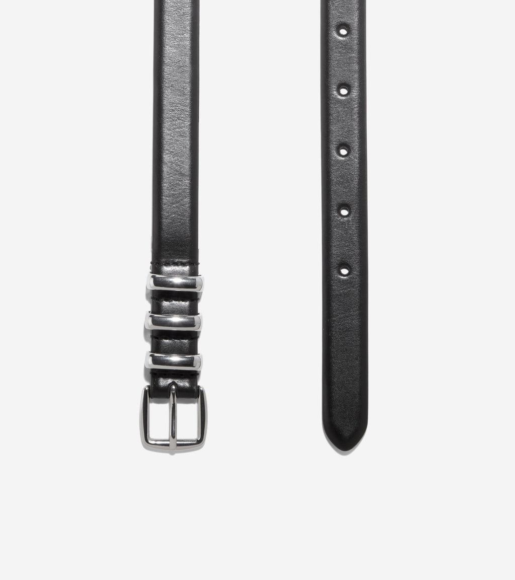 Women's 20MM Harness Belt with Feather Edge in Black | Cole Haan