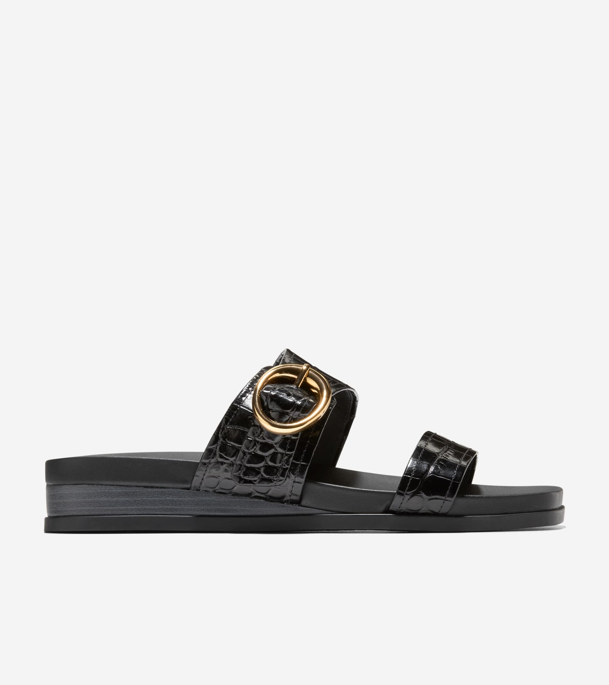 Women's Oaklynn Double Band Footbed Sandals in Black | Cole Haan