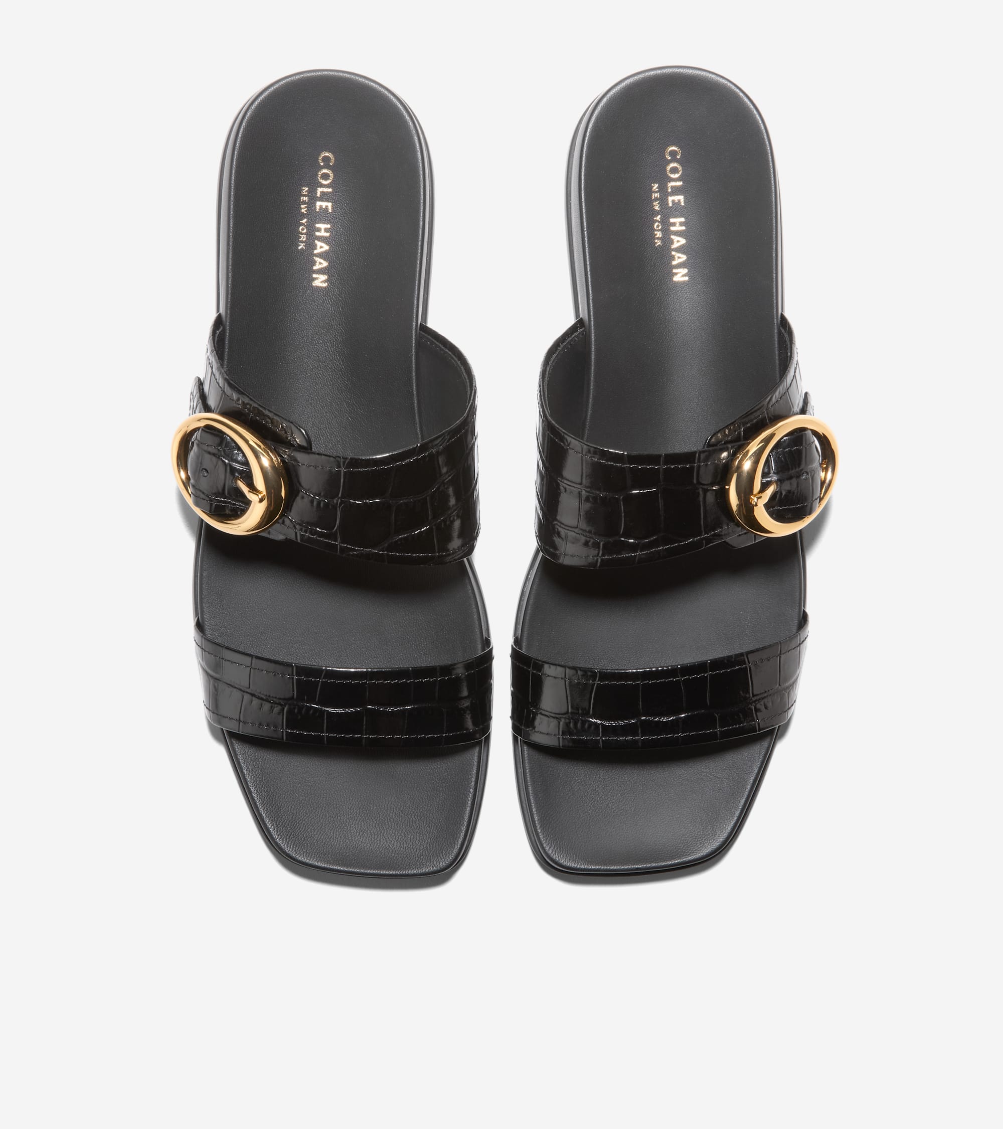 Women's Oaklynn Double Band Footbed Sandals in Black | Cole Haan