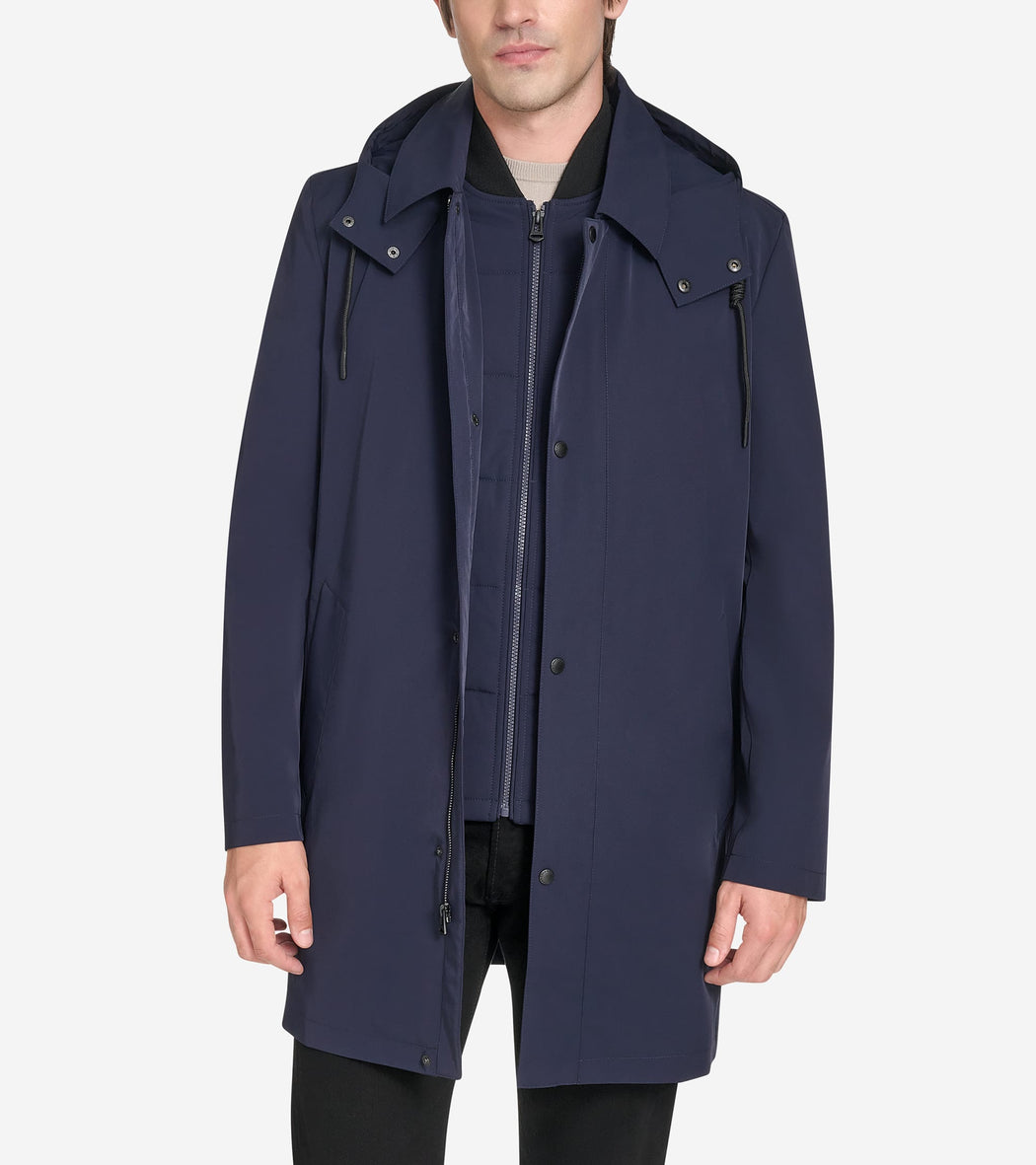 Men's 3-in-1 Hooded Mac Coat in Blue | Cole Haan